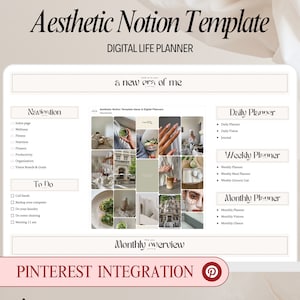 Notion Template Pinterest Integration Notion Life Planner Cute Daily ...