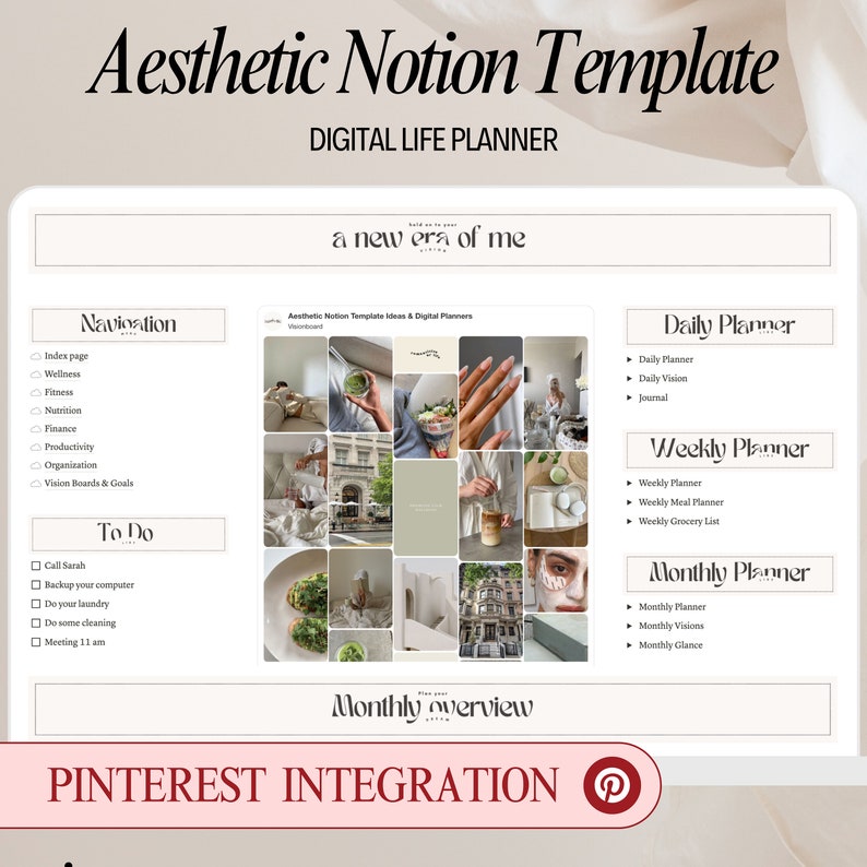 Notion Template Pinterest Integration Notion Life Planner Cute Daily ...
