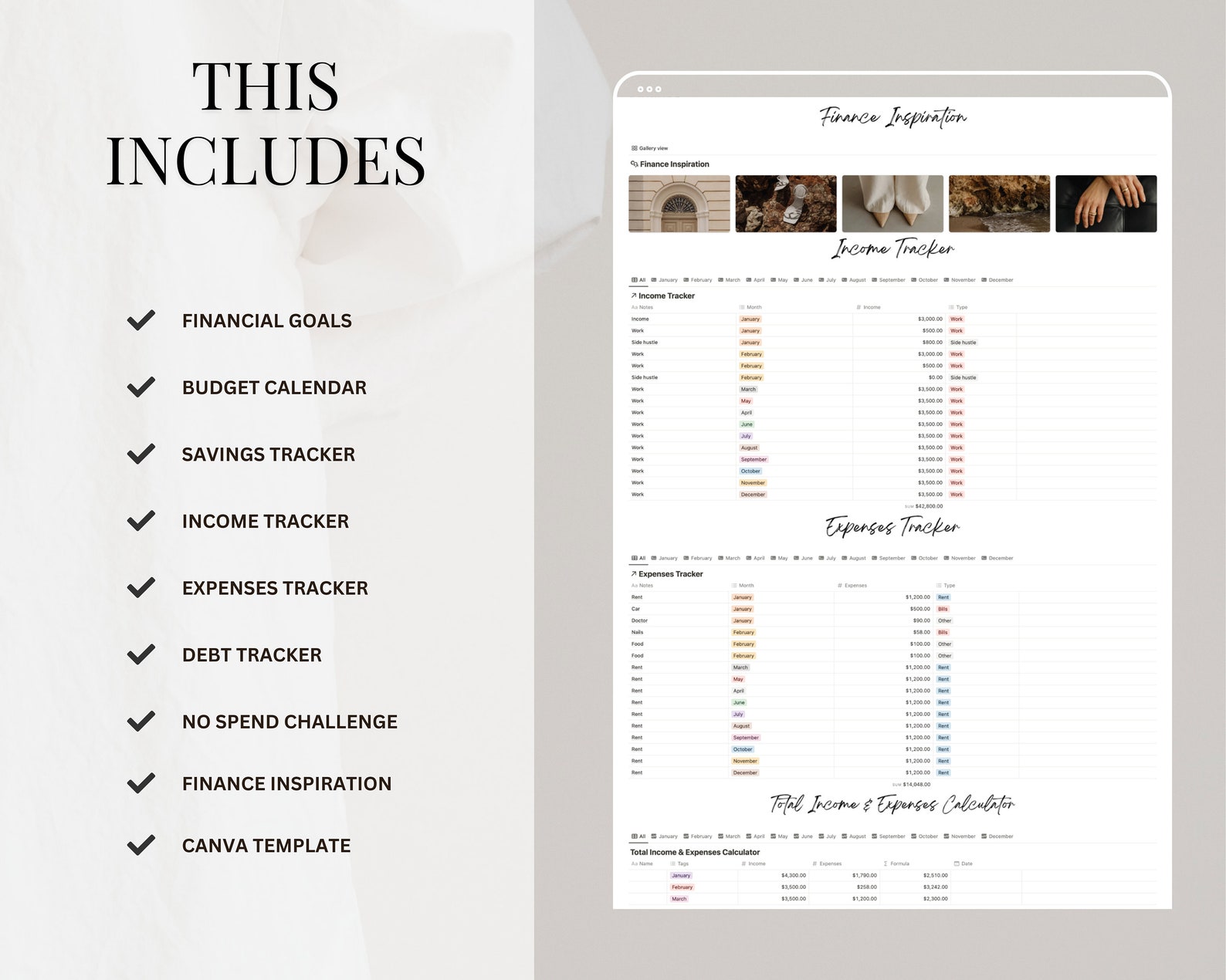 Personal Finance Tracker Notion Template for Income Expenses and ...
