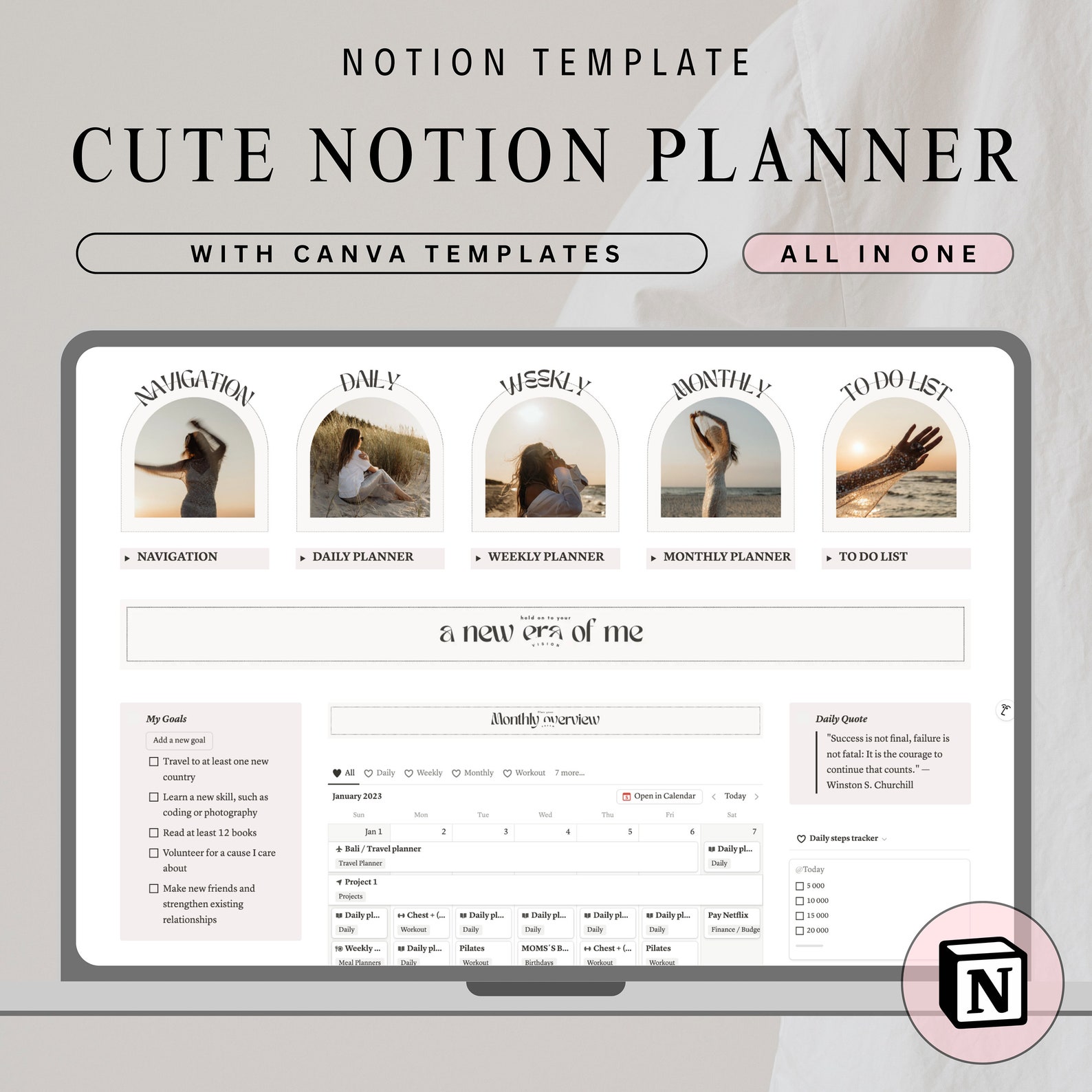 Cute Pink Notion Template for Easy Planning and Organization of Daily ...