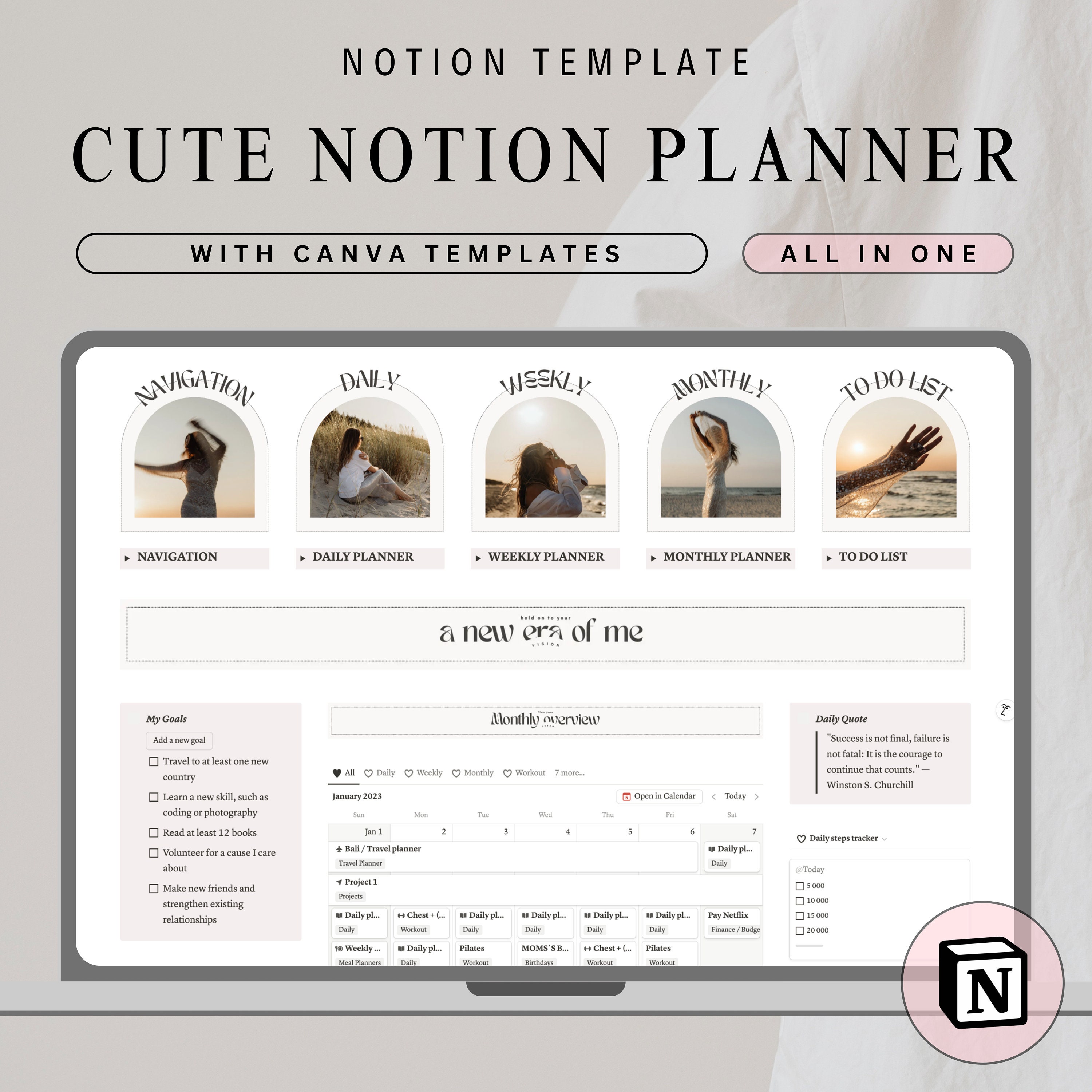 Cute Pink Notion Template for Easy Planning and Organization of Daily ...