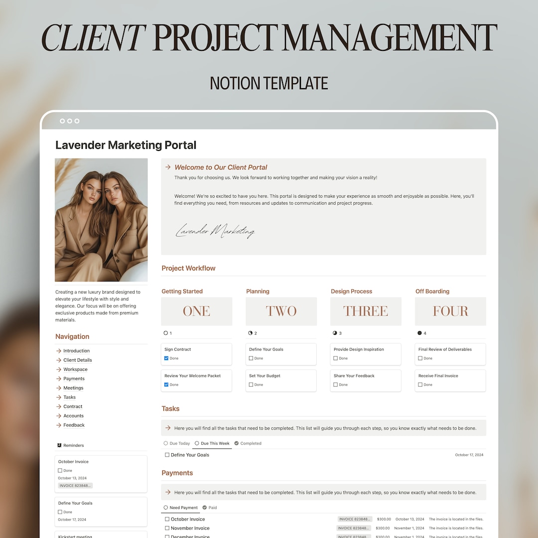 All in One Notion Client Portal Template Project Management Client ...