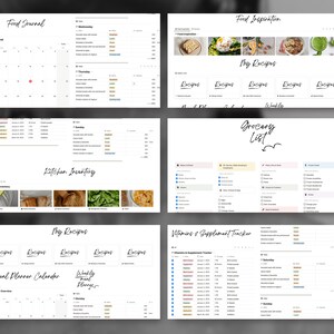 Recipe Book Notion Food Journal Template Meal Planner Calendar Kitchen ...
