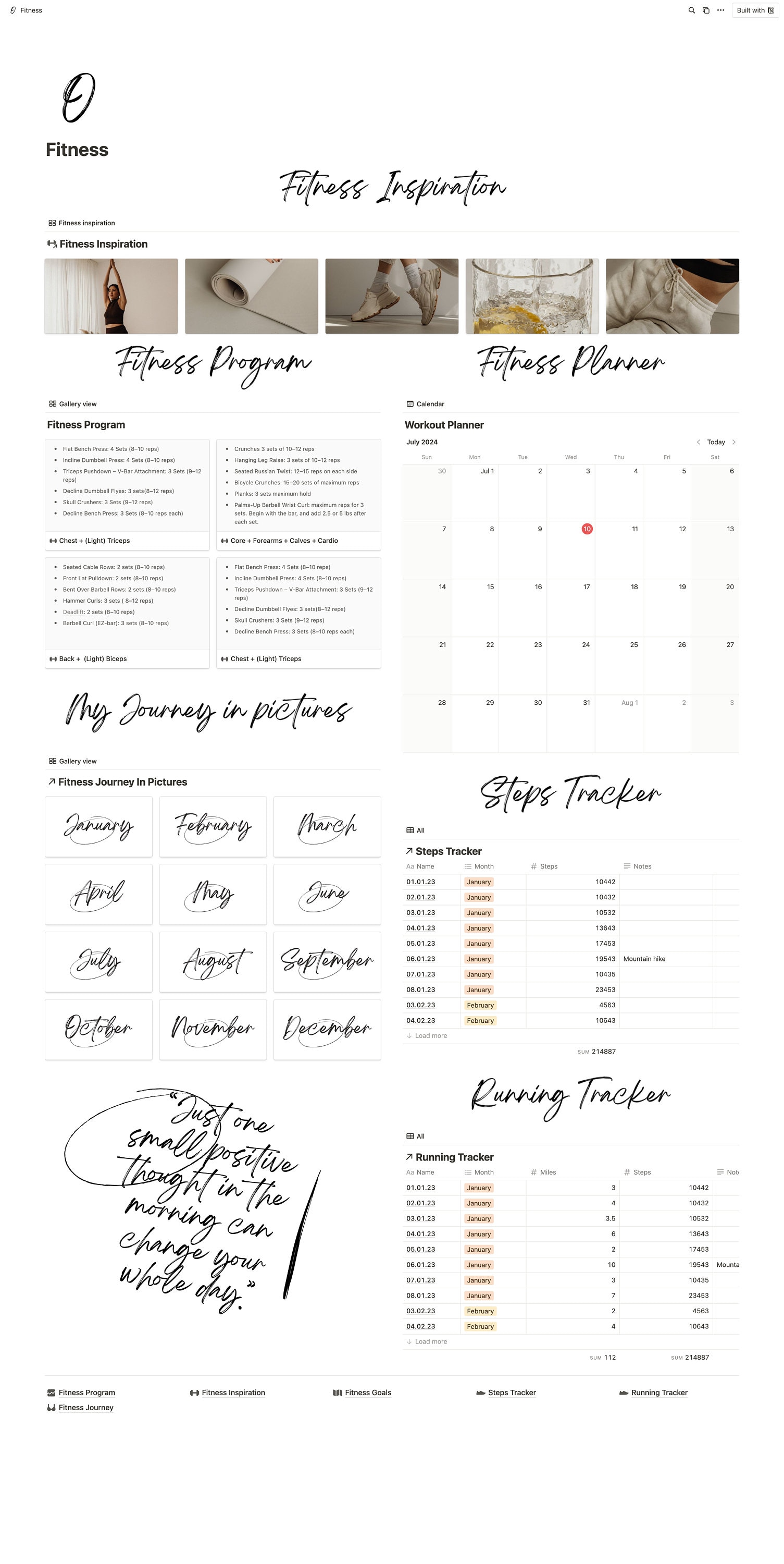 Customizable Notion Fitness Dashboard Template for Tracking Workouts ...