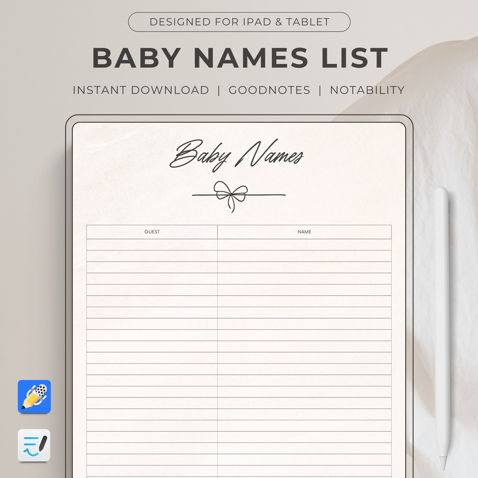 Fun Guest Baby Names List Ideas for Baby Showers Simple Baby Name ...