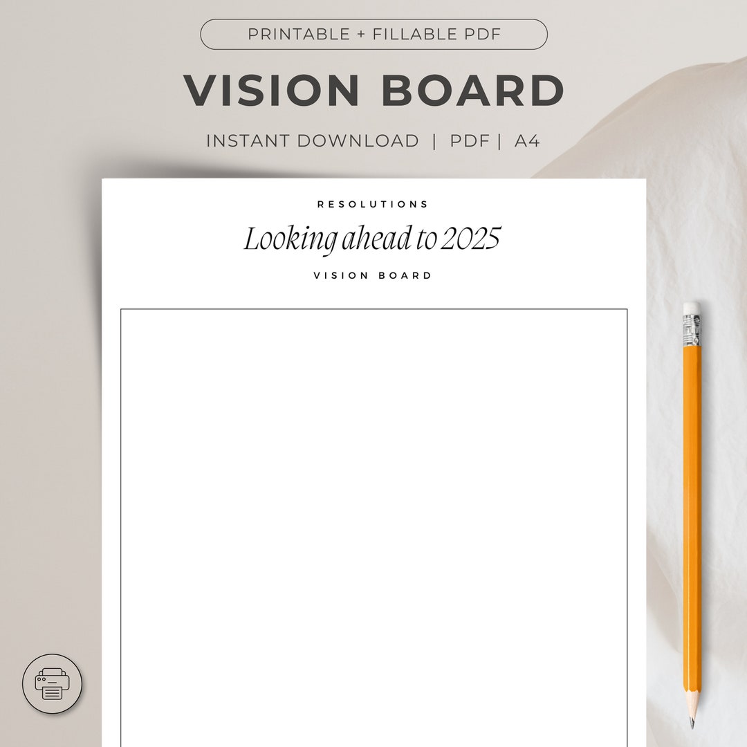 2025 Vision Board Printables in A4 Format for Instant Download A4 ...