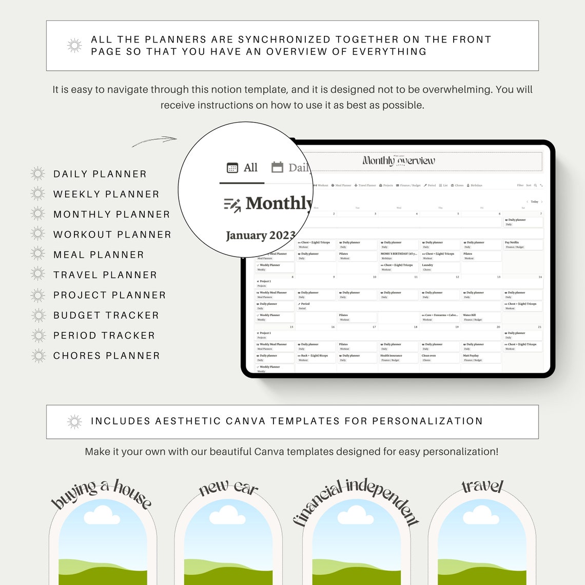 Beige Notion Planner Cute Templates for Life Planning and Organization ...