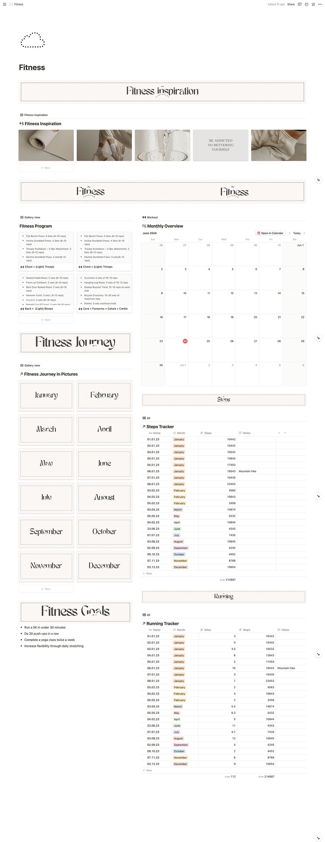 Notion Fitness Tracker Template Workout Planner Digital Exercise Notion ...