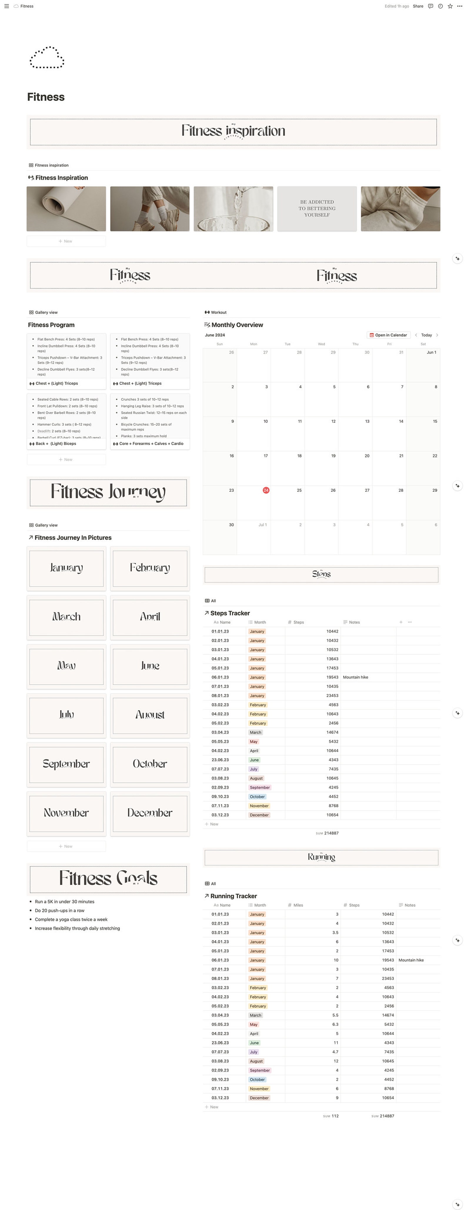 Notion Fitness Tracker Template Workout Planner Digital Exercise Notion ...