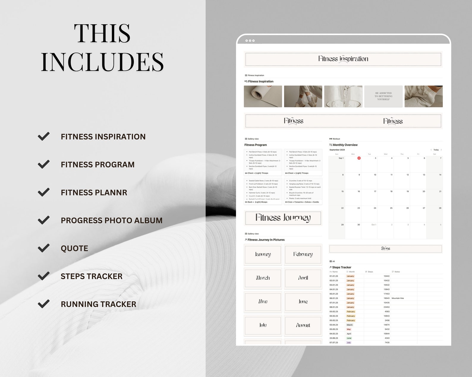 Notion Fitness Calendar for Tracking Gym Sessions and Progress Notion ...