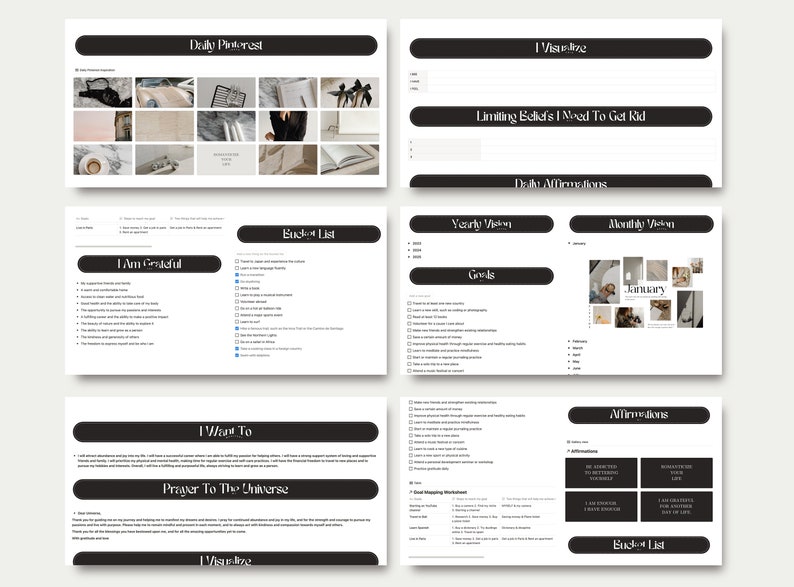 Notion Personal Goals Template Aesthetic Simple Digital Manifestation ...