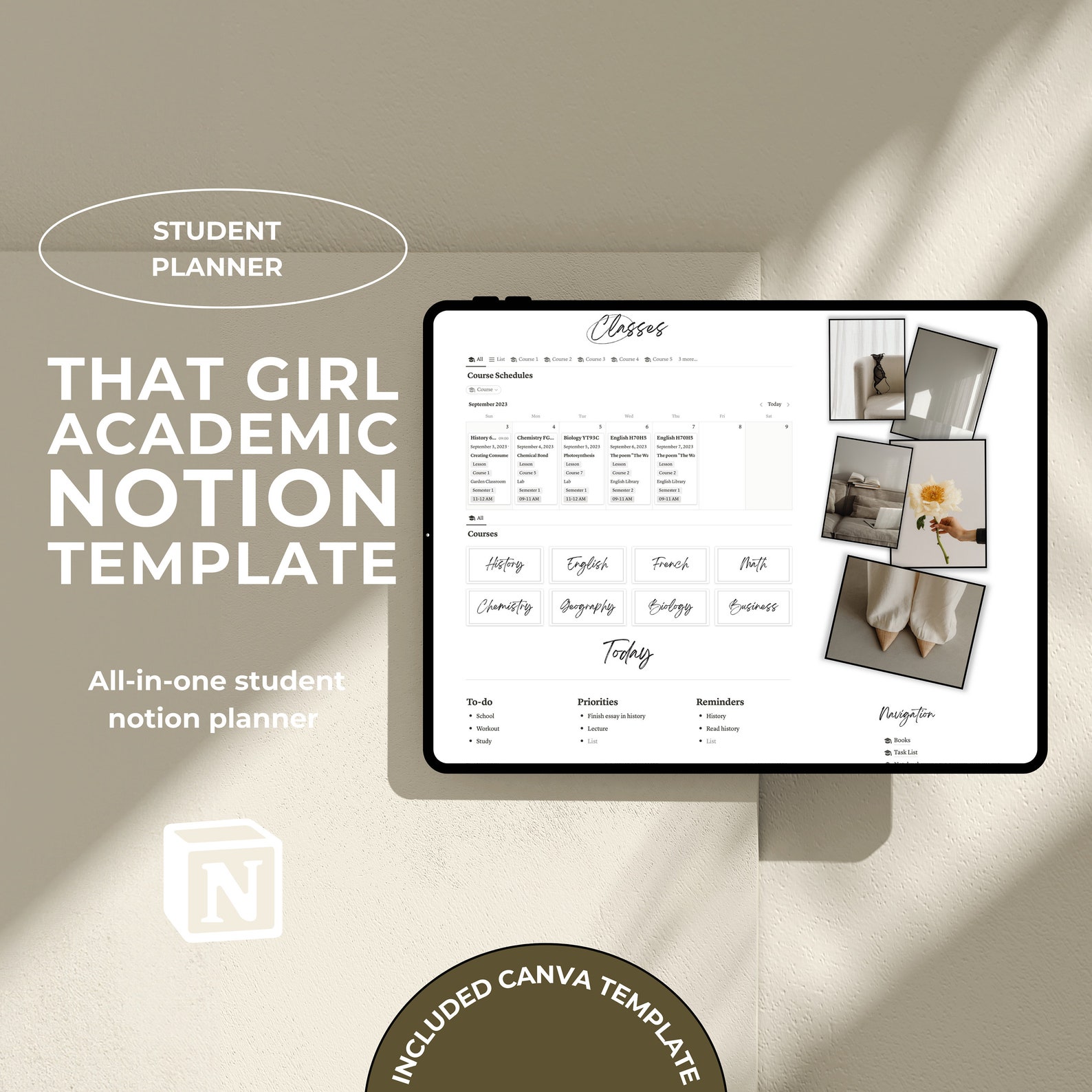 Notion Student Planner Template Academic Student Digital - Etsy Norway