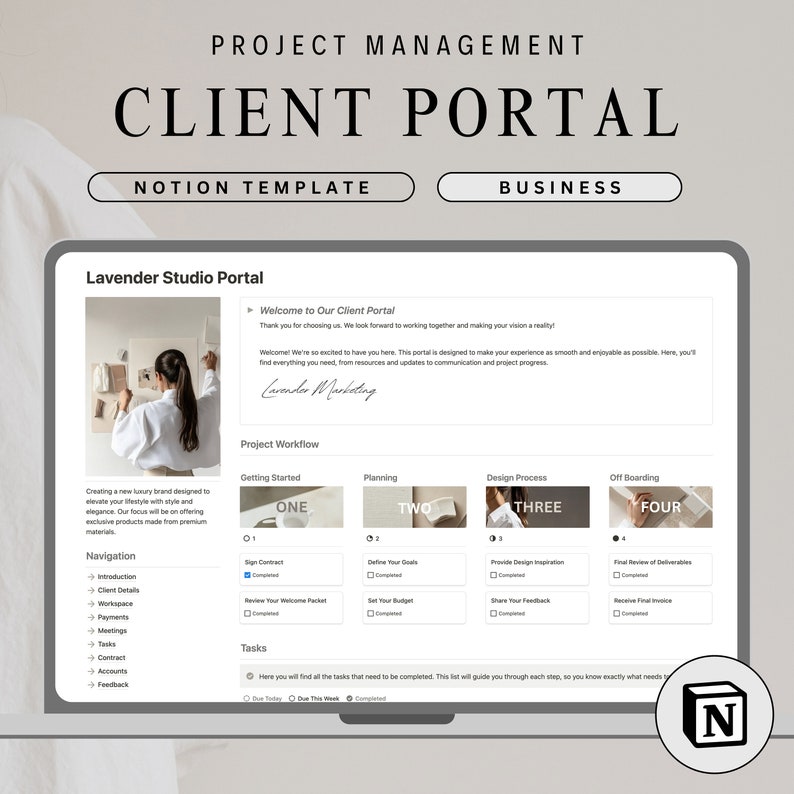 Notion Template Client Portal Notion Client Dashboard Project Management Notion Client Tracker 