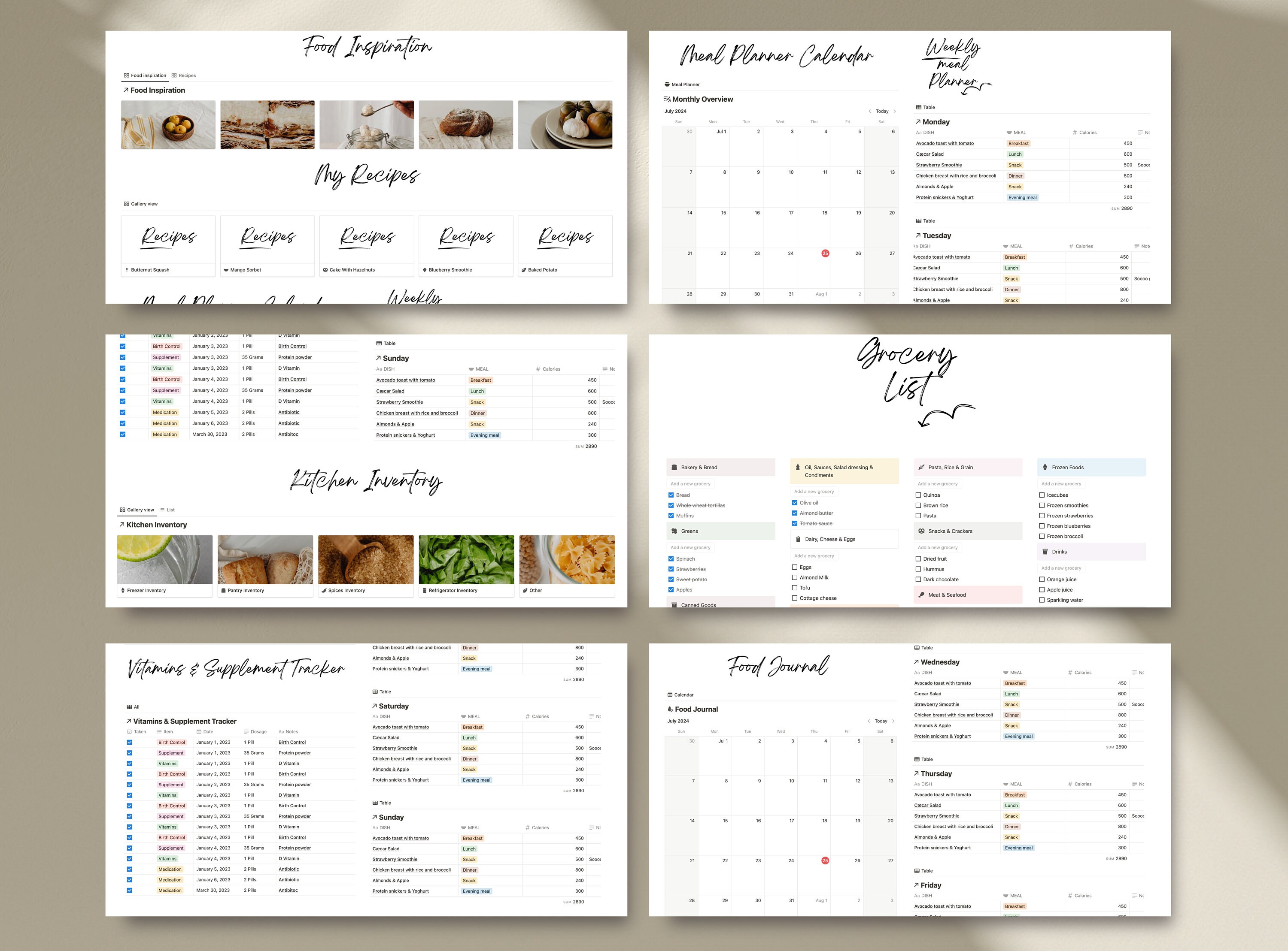 Healthy Girl Notion Template Meal Planner Nutrition Dashboard Food ...