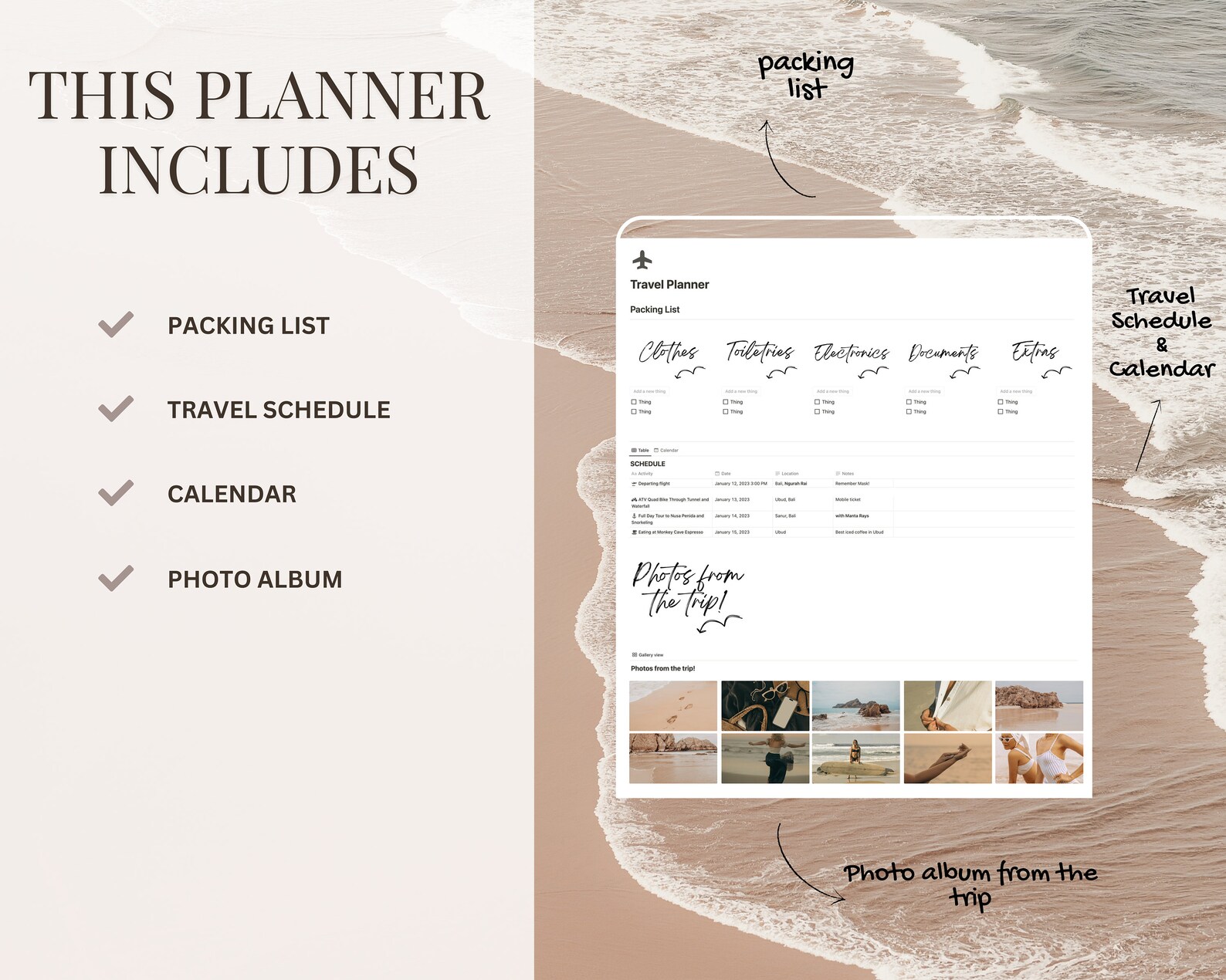 Travel Planner Notion Packing List Trip Template Picture Book Digital ...