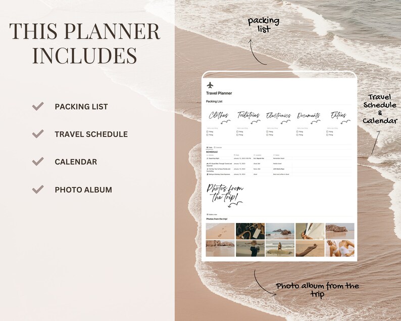 Travel Planner Notion Packing List Trip Template Picture Book Digital ...