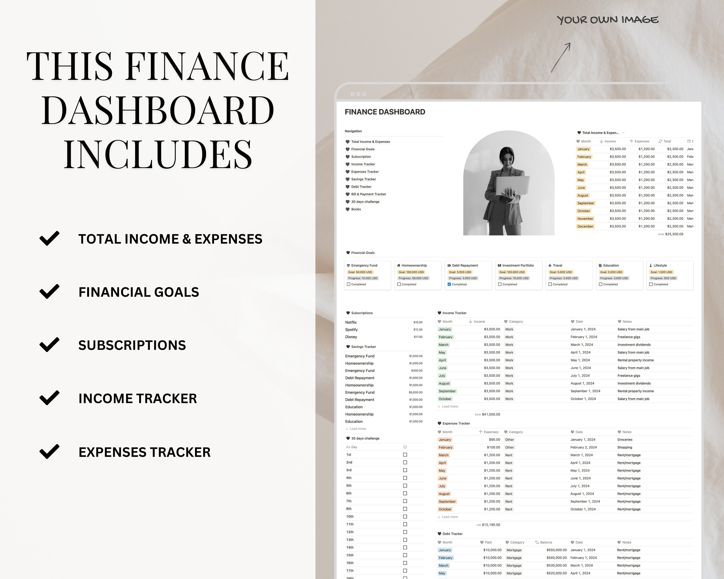 Notion Money Tracker Template for Monitoring Income Expenses and Budget ...