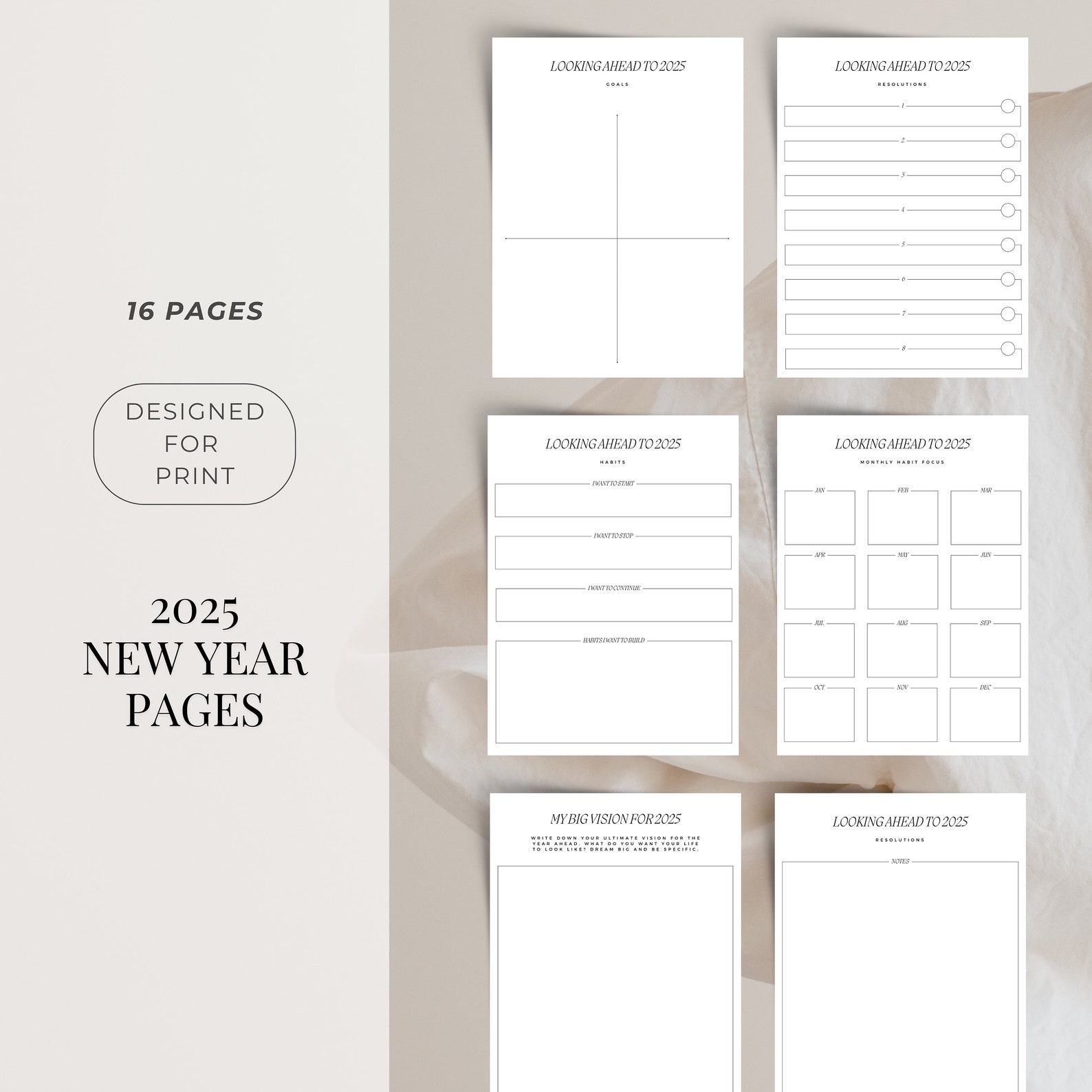 Goal Focused Year Ahead Organizer for New Year Resolutions Printable ...
