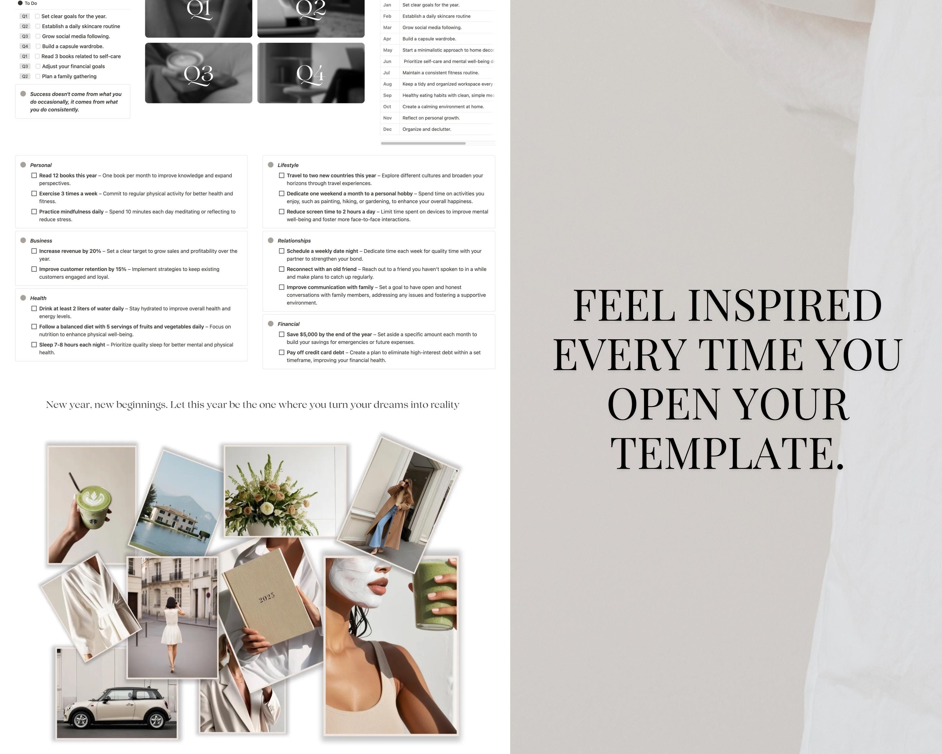 2026 Digital Goal Planner Simple Goal Tracker & Annual Vision Board for ...