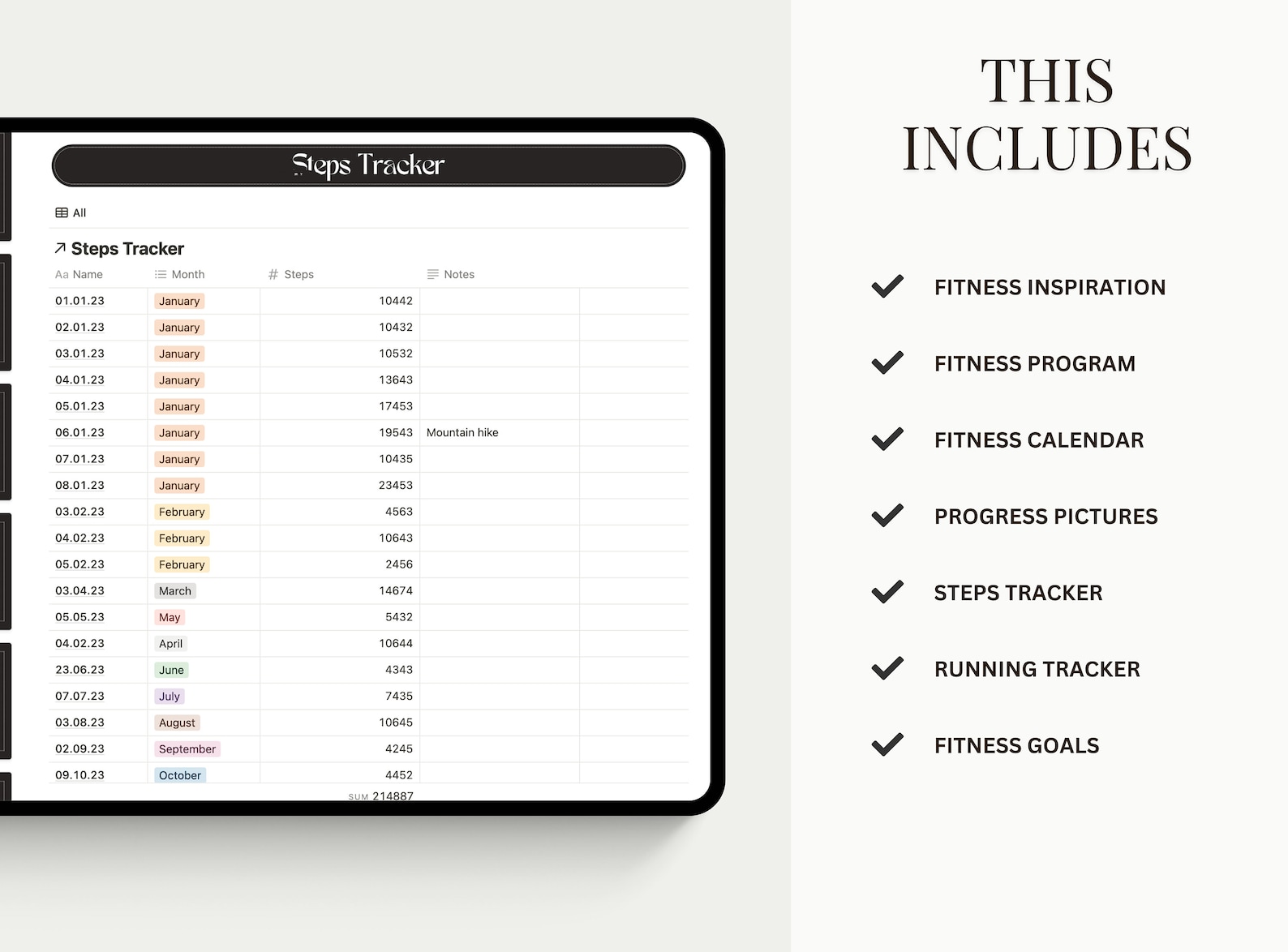 Simple Fitness Tracker Notion App for Women Workout Routine Program ...