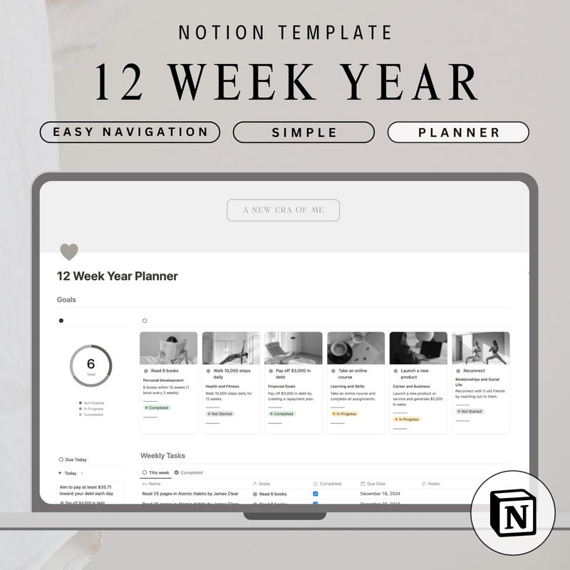 2026 Notion 12 Week Year - Etsy