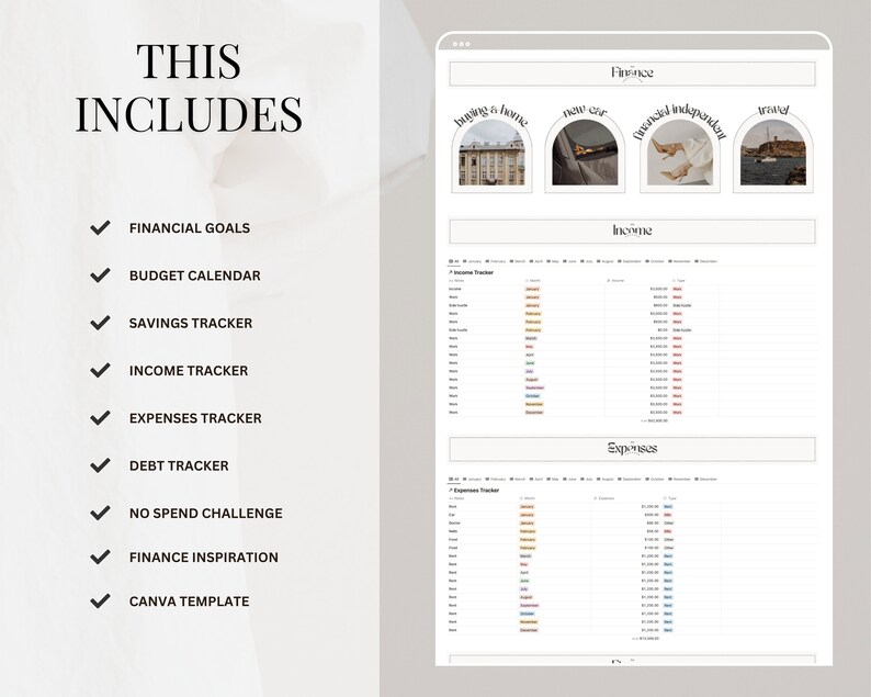 Simple Notion Finance Tracker and Budget Spreadsheet for Tracking Bills ...
