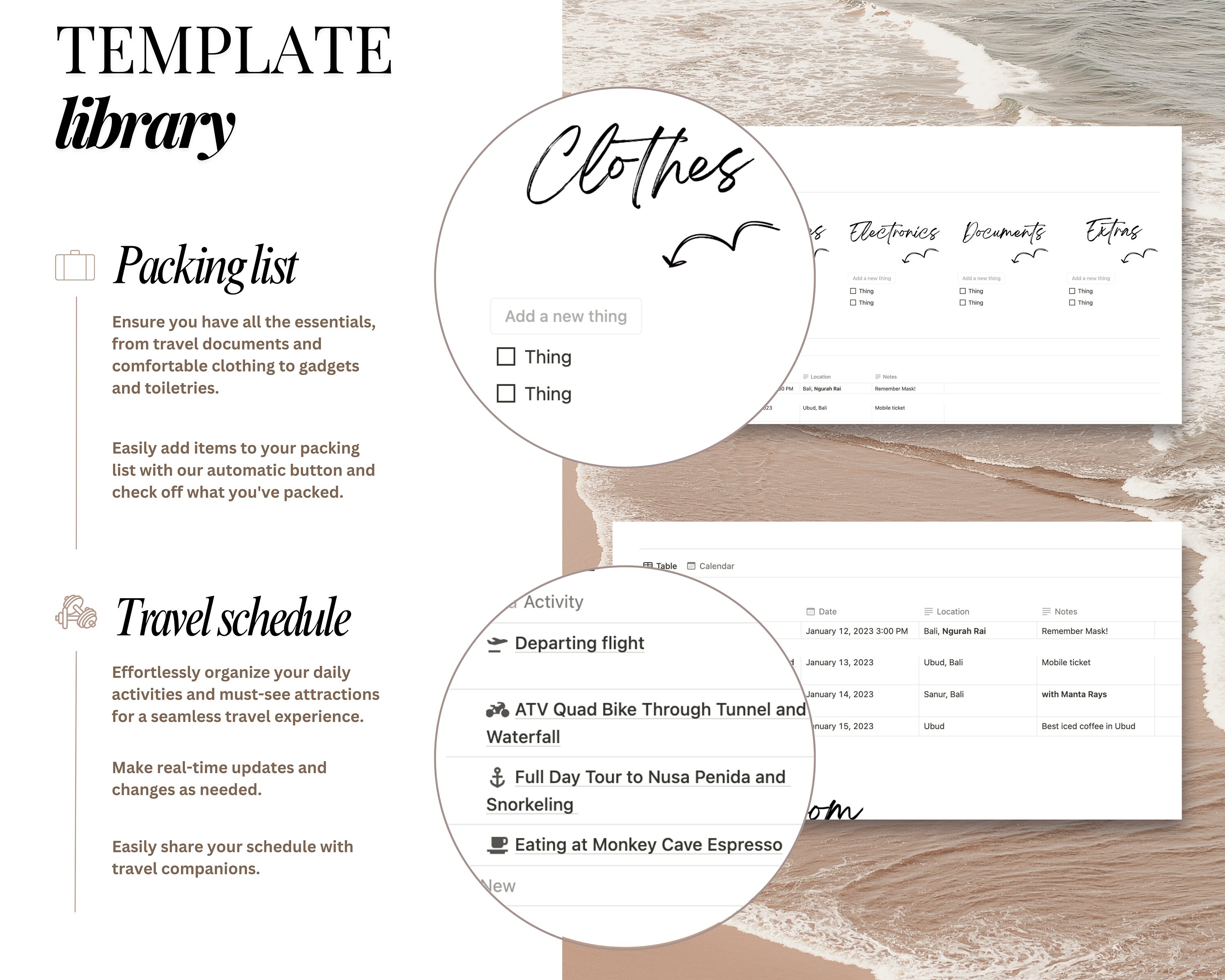 Travel Planner Notion Packing List Trip Template Picture Book Digital ...