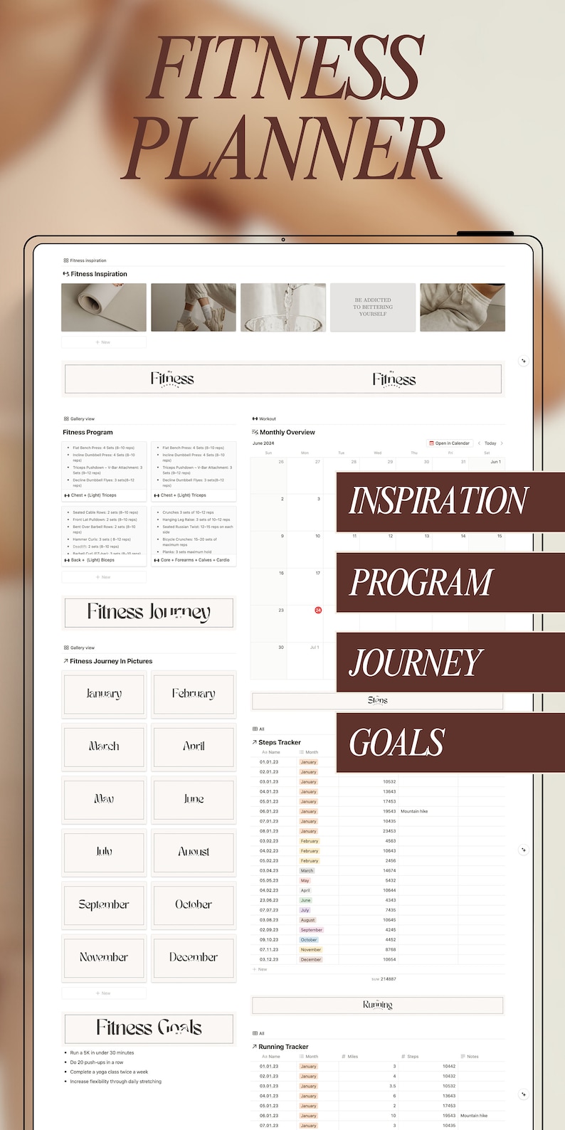 Notion Fitness Tracker Template Workout Planner Digital Exercise Notion Health Page Dashboard ...