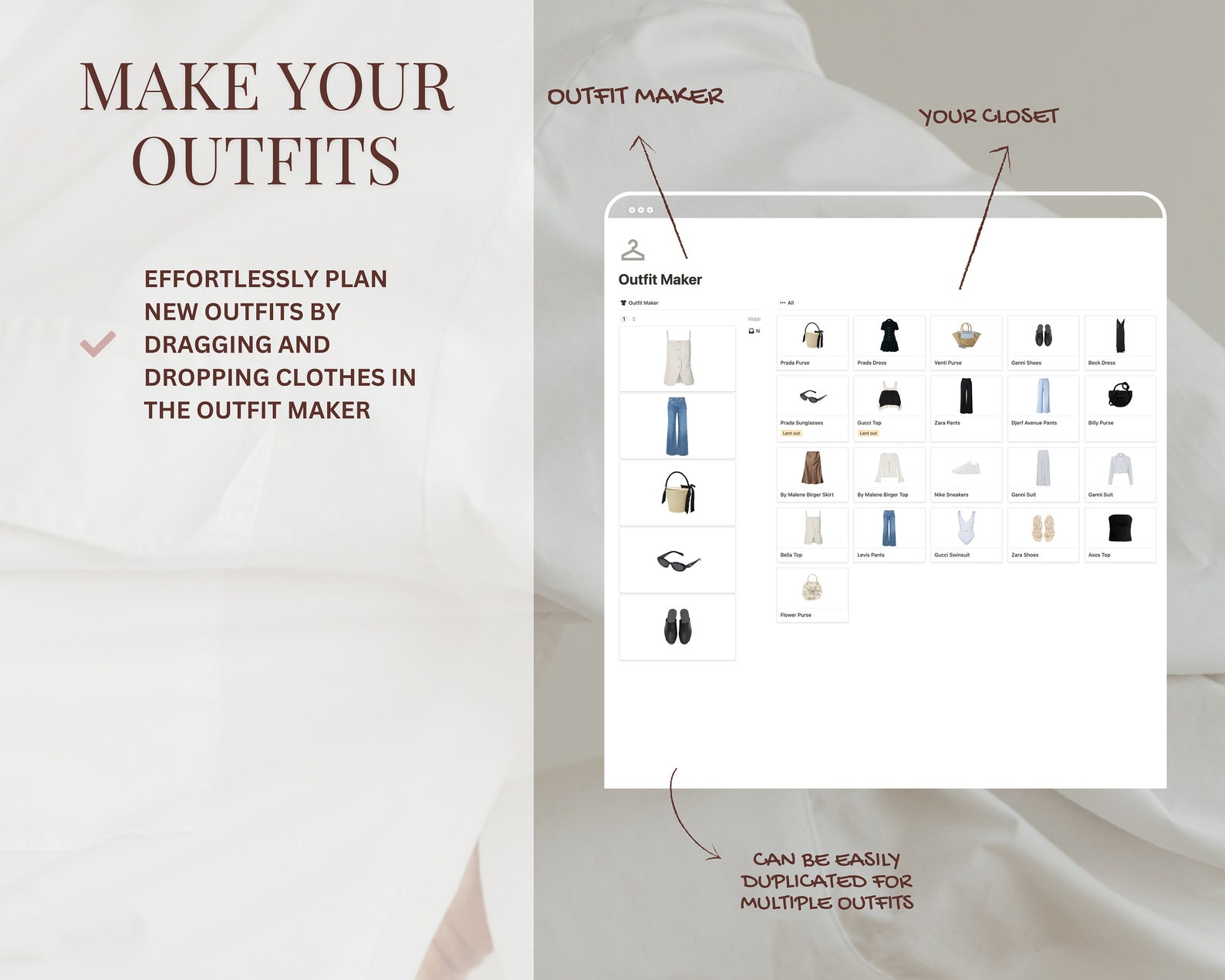 Notion Template Wardrobe Manager Notion Outfit Planner Digital Closet ...