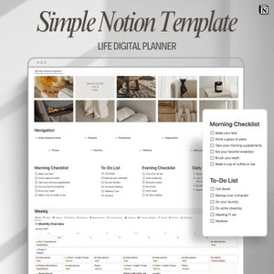 Beginner Friendly Planner Notion Template Simple Daily Weekly Monthly Planner All in One Notion ...