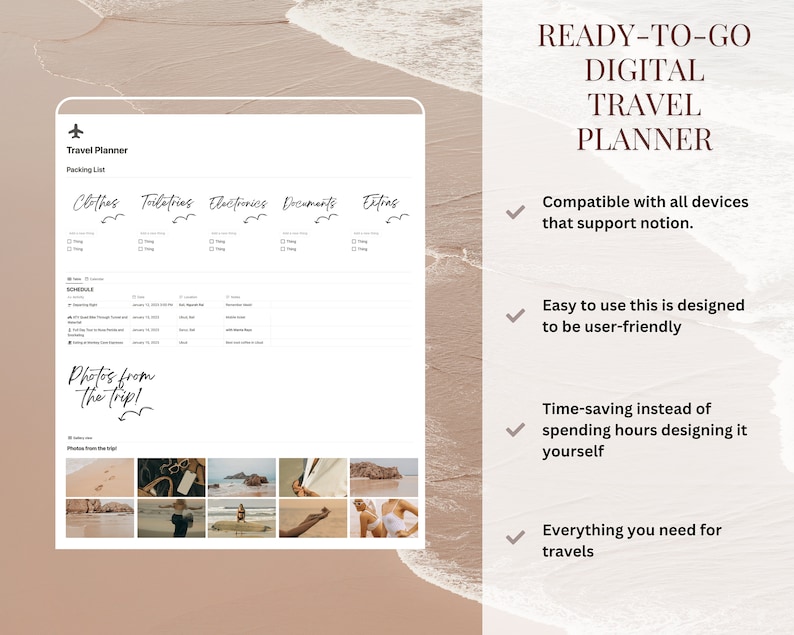 Travel Planner Notion Packing List Trip Template Picture Book Digital ...