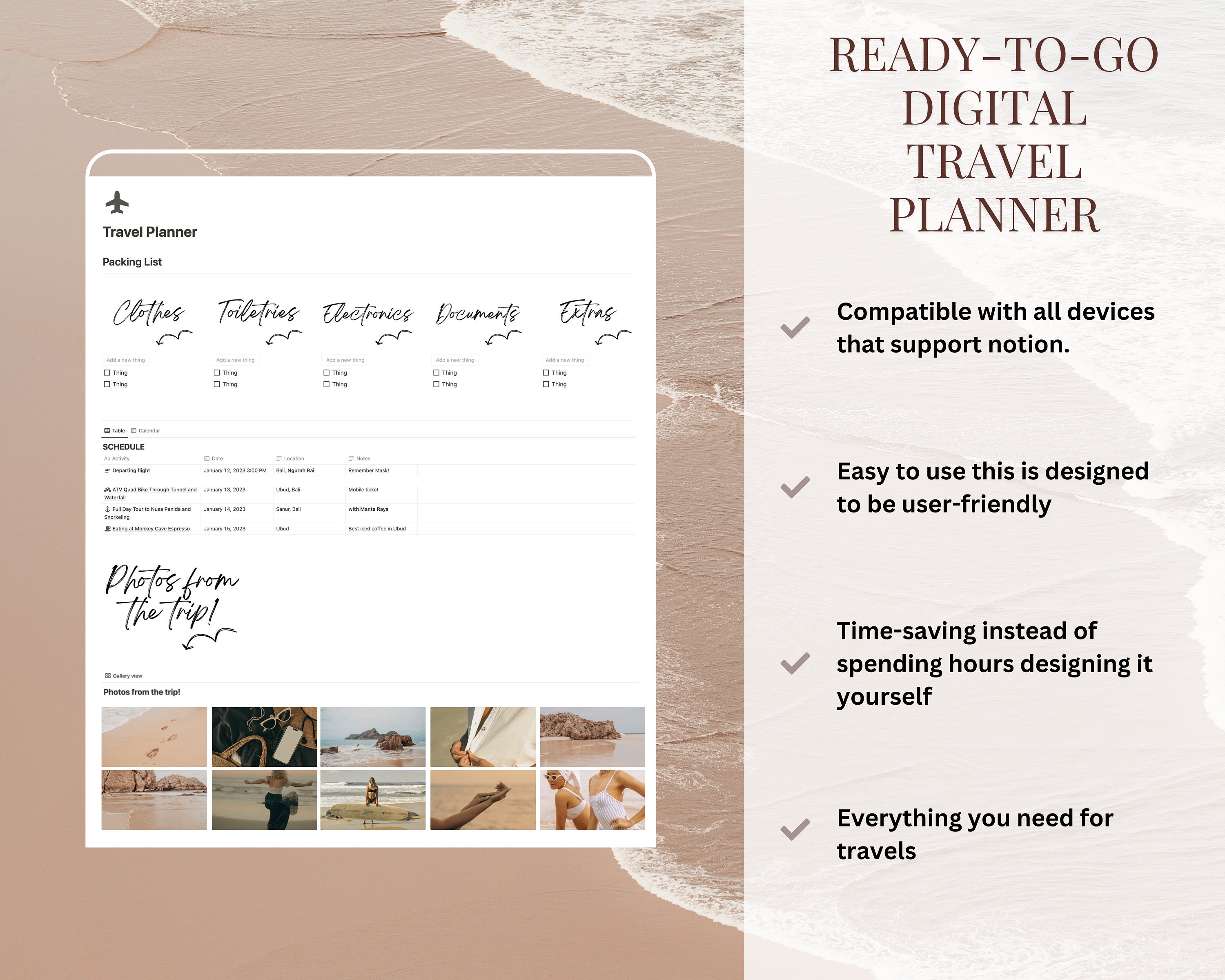 Travel Planner Notion Packing List Trip Template Picture Book Digital ...