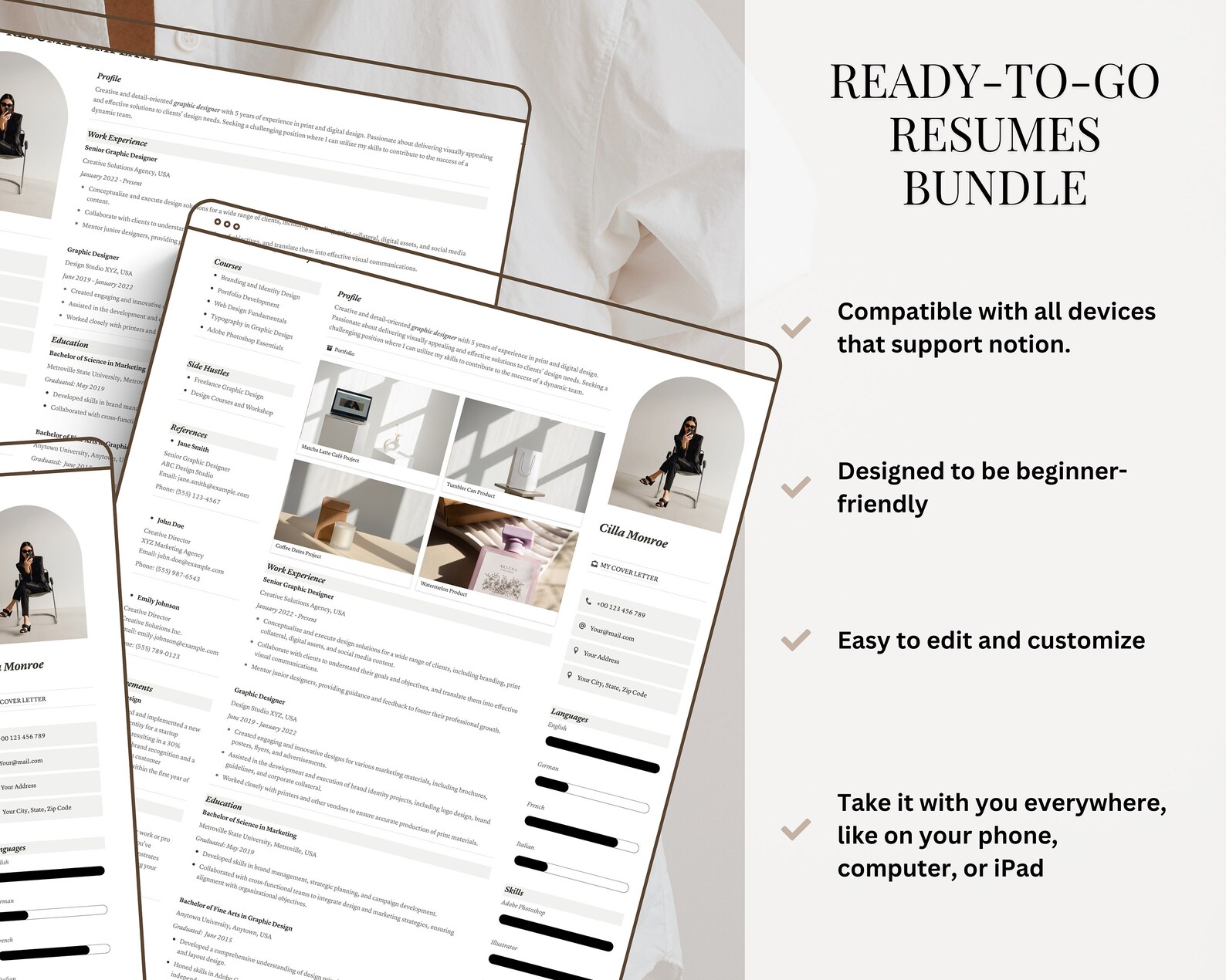 Notion Resume Template Cv With Cover Letter Editable Portfolio Template ...