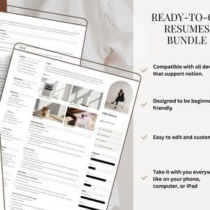 Notion Resume Template Cv With Cover Letter Editable Portfolio Template ...