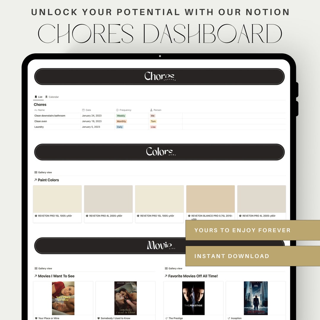 Book Reading List Tracker App for Notion Digital Household Tasks ...