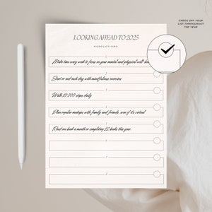 Digital New Year Resolutions Planner With Year in Review and ...