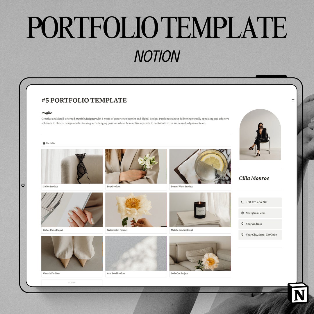 Notion Portfolio Template Resume Digital Customizable Notion Template for Creative Portfolios ...