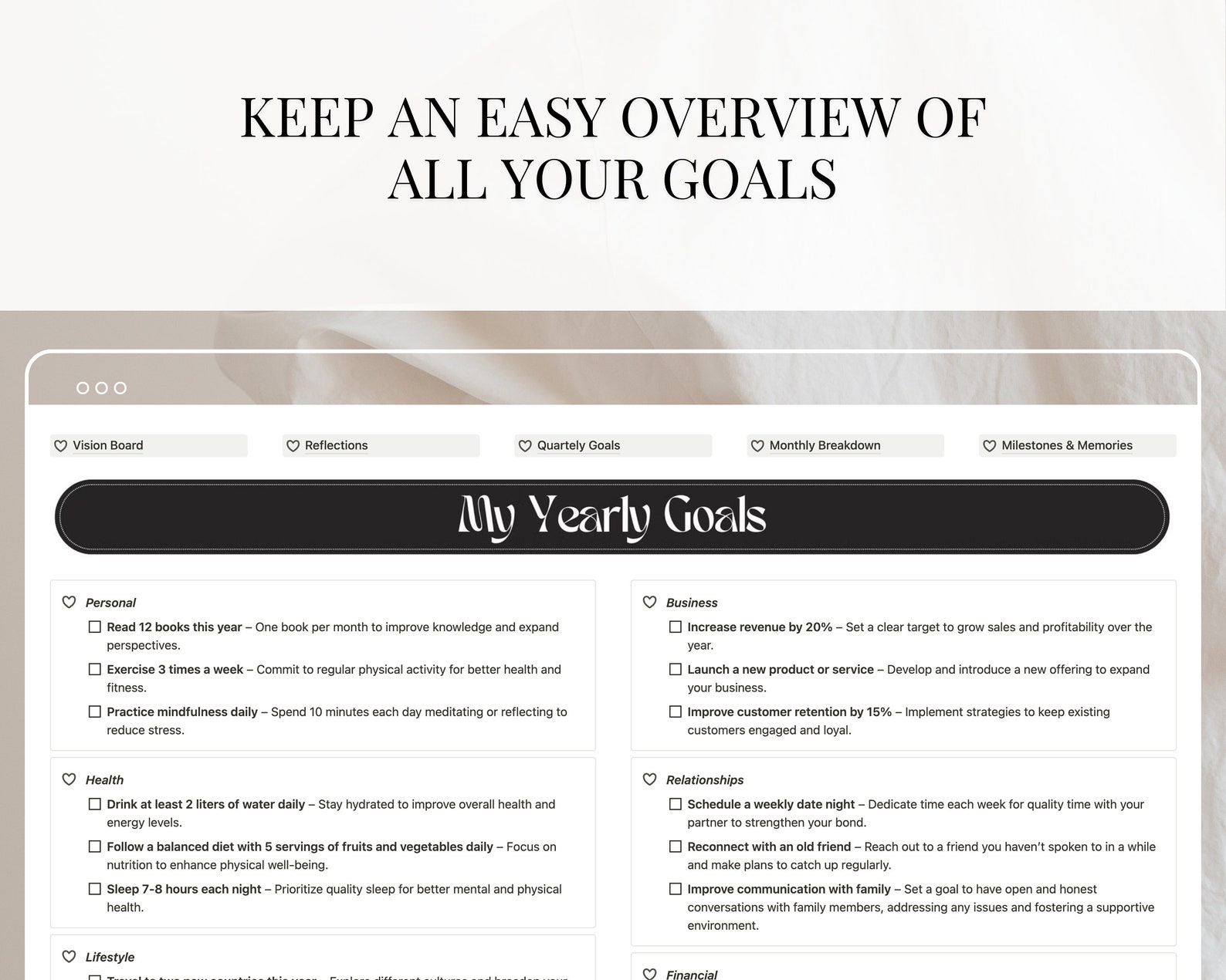Digital Goal Tracker Template for Achieving Milestones Goal Planner ...