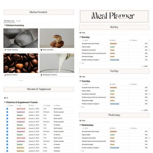 Weekly Meal Planner Notion Template With Grocery List Notion Nutrition ...