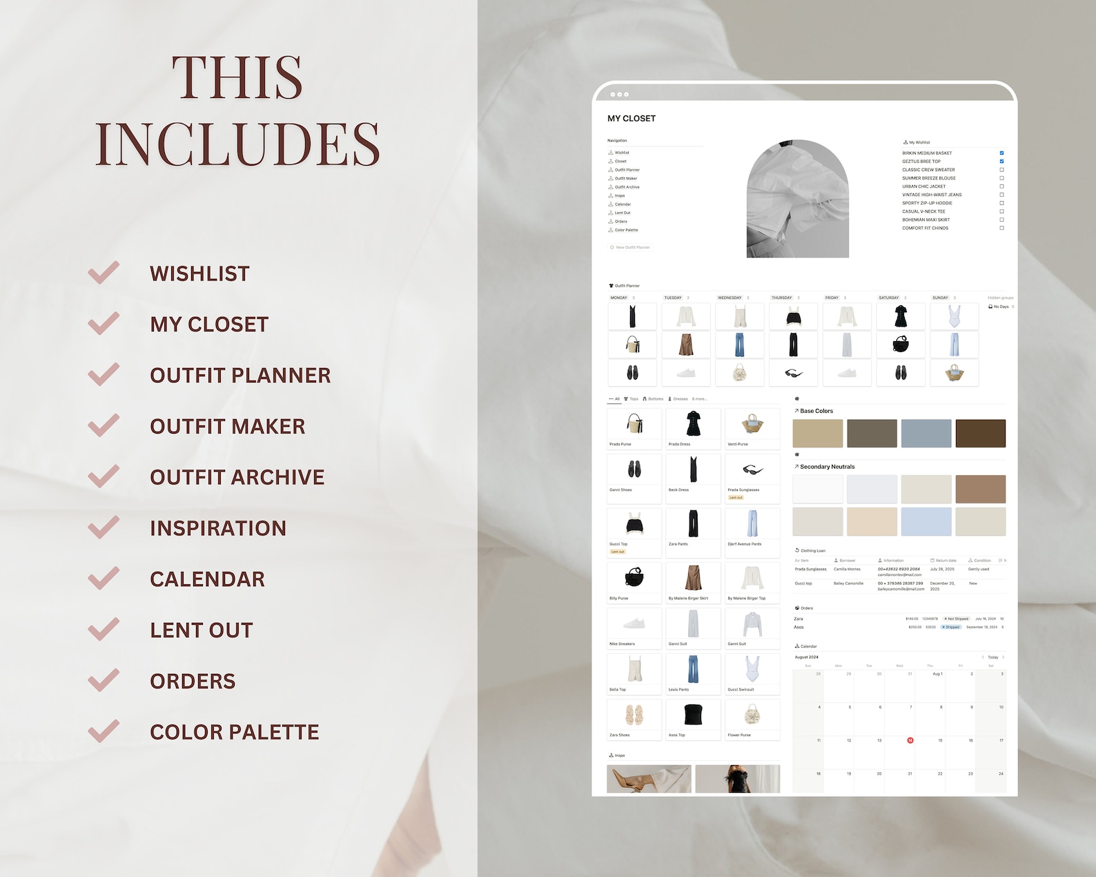 Notion Template Wardrobe Manager Notion Outfit Planner Digital Closet ...