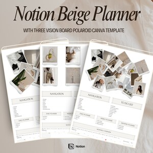 Aesthetic Beige Notion Life Planner Template 2025 With Vision Board Notion Template Creative ...