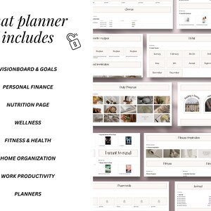 Vision Board Template Notion Manifestation Planner Journaling Ideas Aesthetic Goal Setting ...