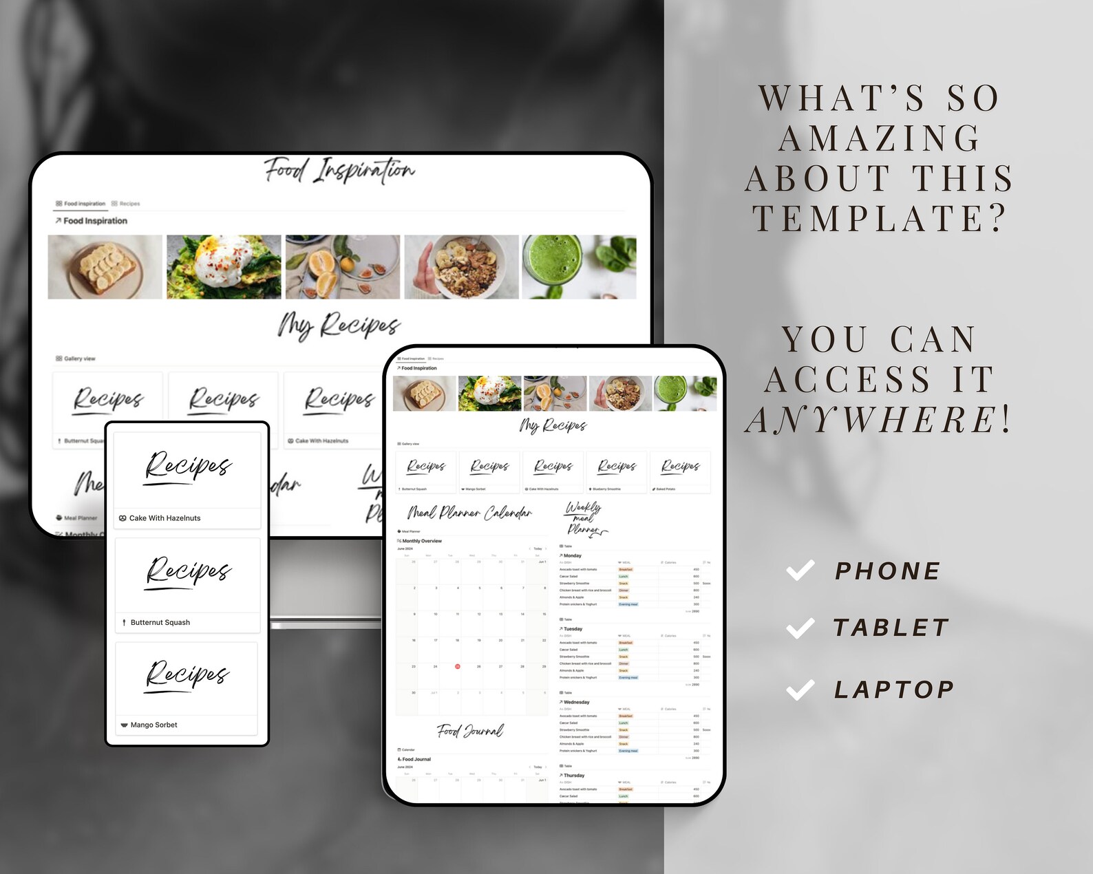 Recipe Book Notion Food Journal Template Meal Planner Calendar Kitchen ...