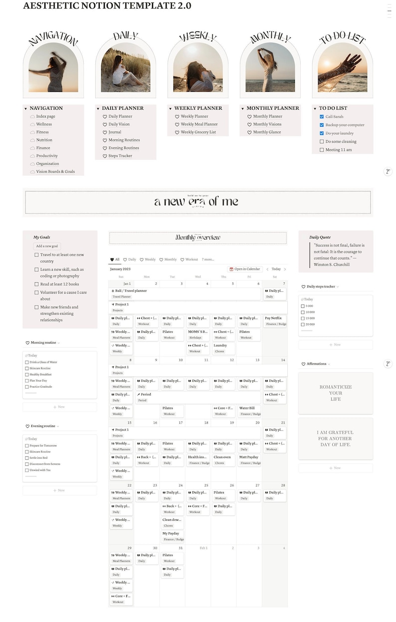 Cute Pink Notion Template for Easy Planning and Organization of Daily Activities All-in-one Cute ...