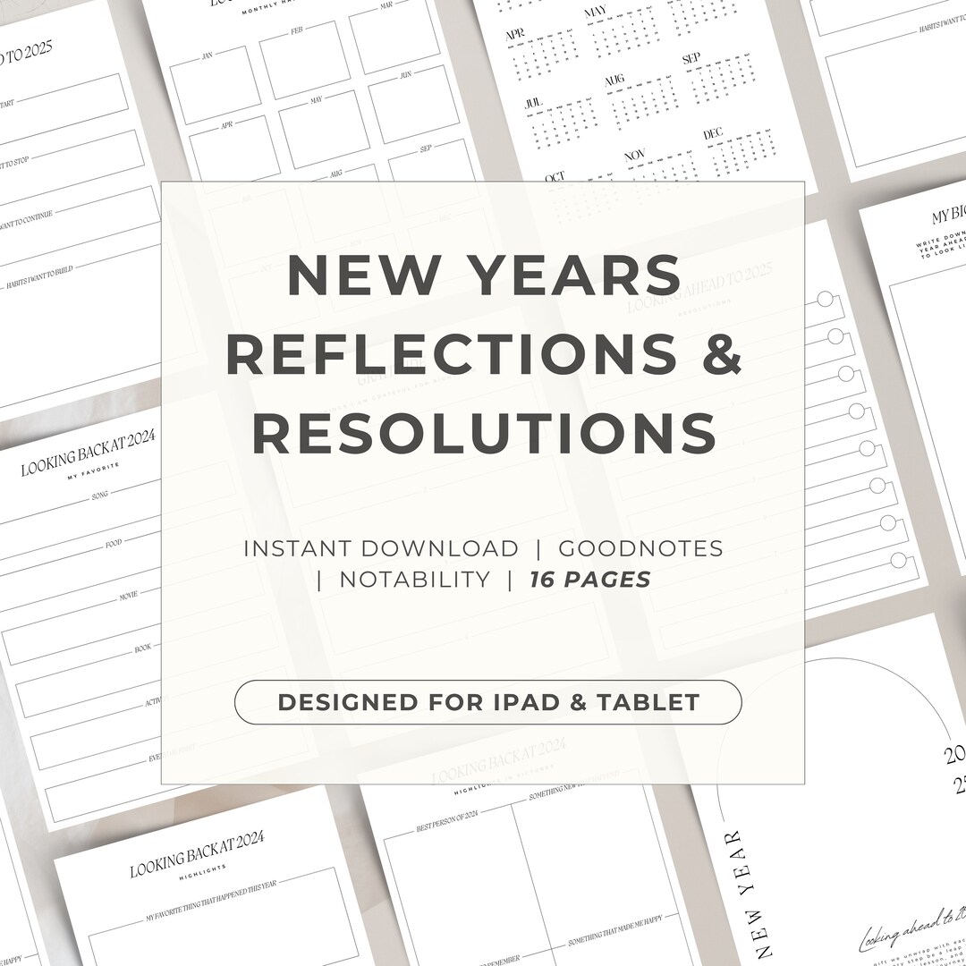 New Year Resolution Planner With Yearly Goals and Manifestation Digital ...