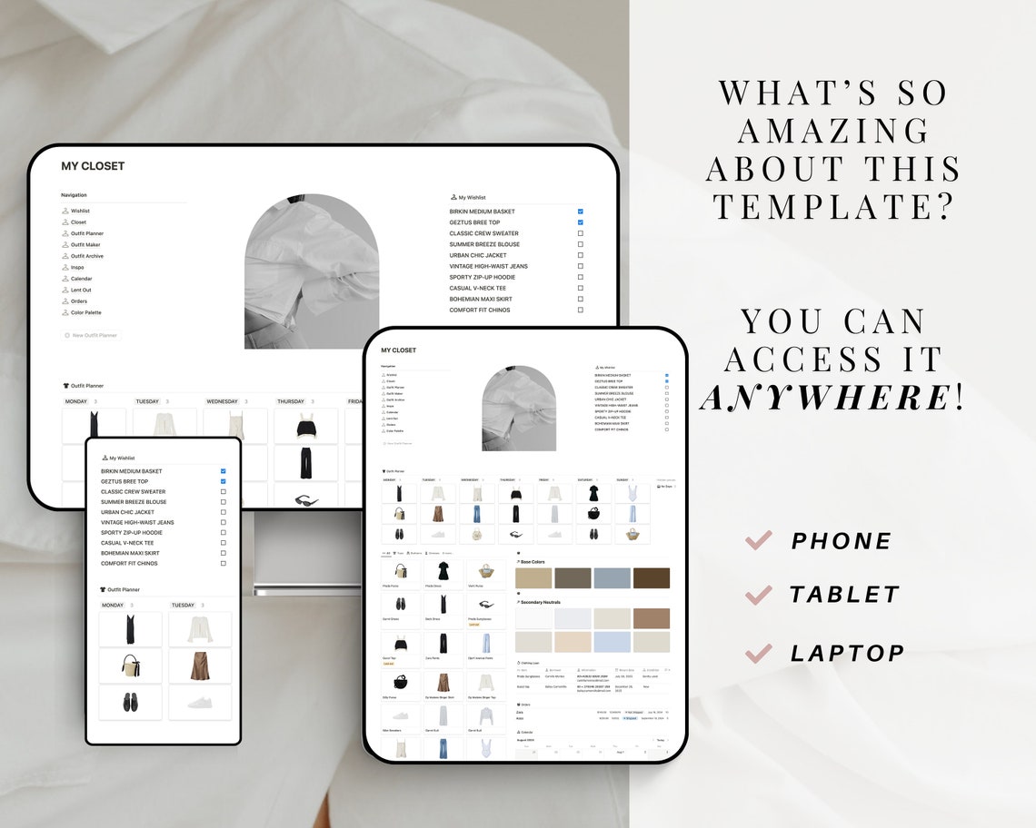 Notion Closet Organizer Template for Managing Your Wardrobe Manager ...