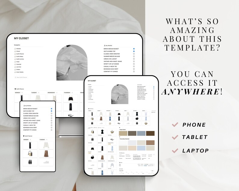 Notion Template Wardrobe Manager Notion Outfit Planner Digital Closet ...
