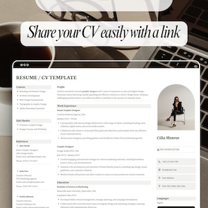 Notion Resume Template Cv With Cover Letter Editable Portfolio Template ...