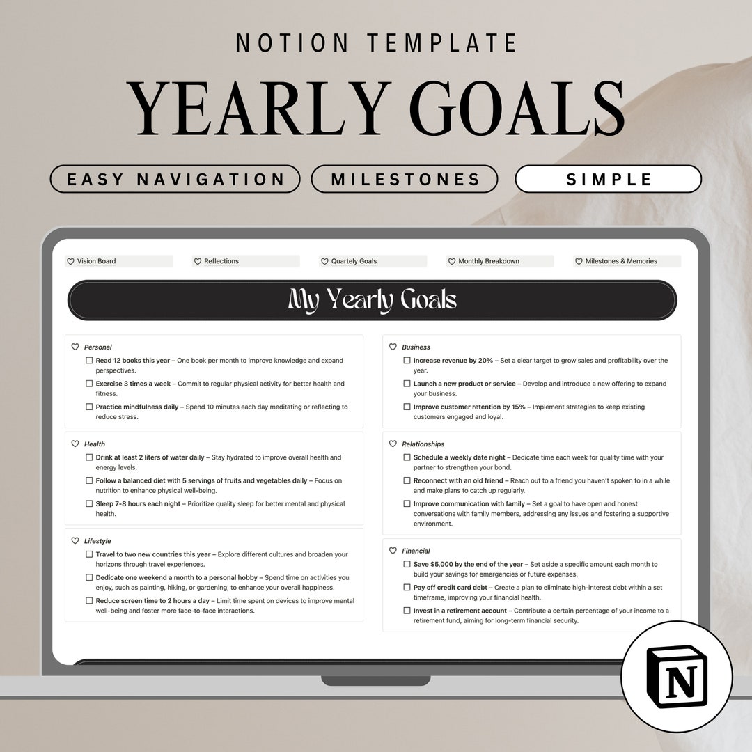 Digital Goal Tracker Template for Achieving Milestones Goal Planner ...