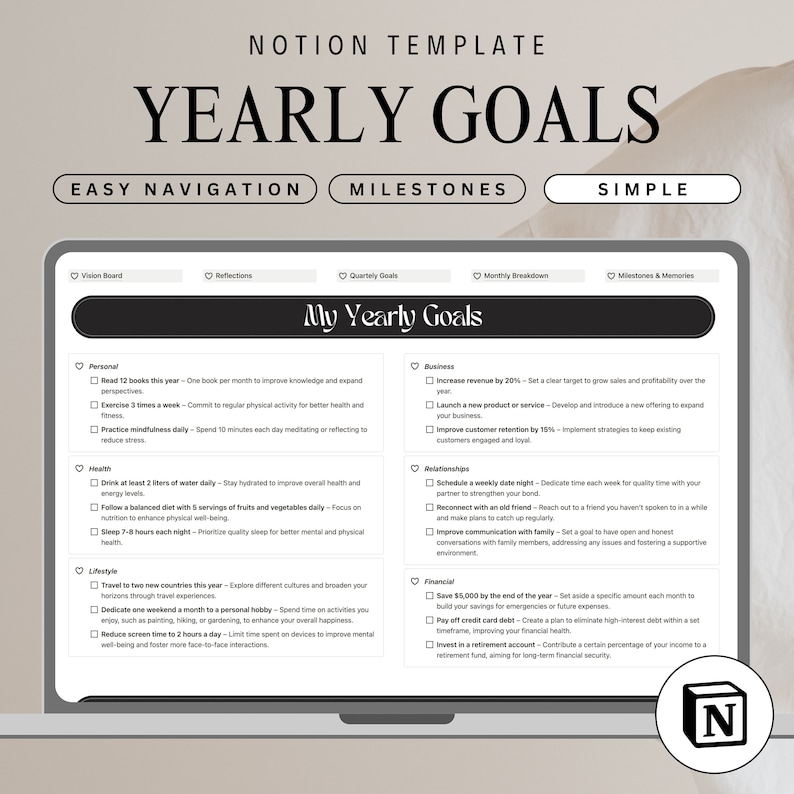 Digital Goal Tracker Template for Achieving Milestones Goal Planner ...